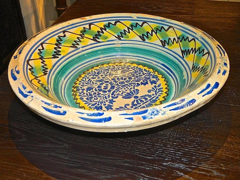 19th Century Painted and Glazed Majolica Wash Basin from Triana, Spain ...