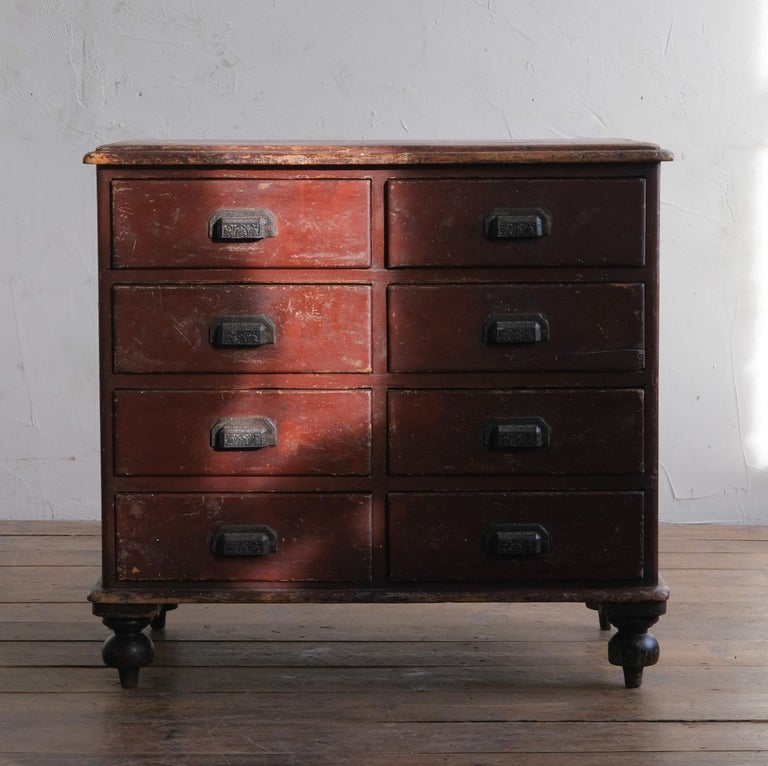 19th Century Painted Pine Bank of Drawers For Sale at 1stDibs