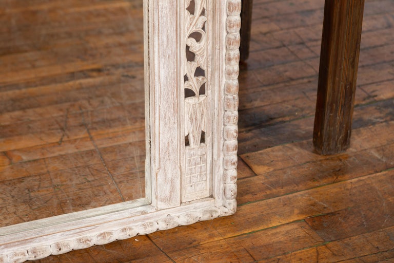 19th Century Painted Thai Mirror with Hand-Carved Scrolling Floral ...