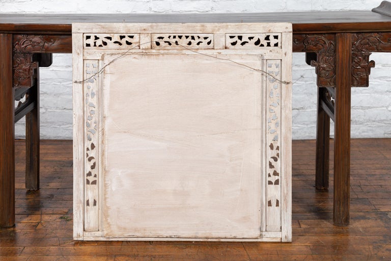 19th Century Painted Thai Mirror with Hand-Carved Scrolling Floral ...