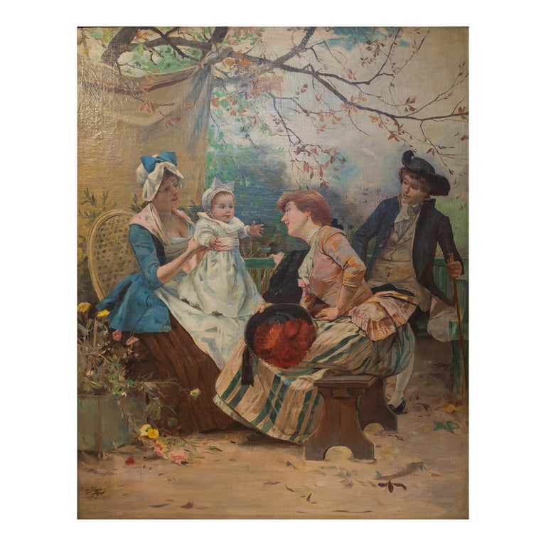 Peinture du 19ème siècle intitulée Garden Party par Emile Auguste ...