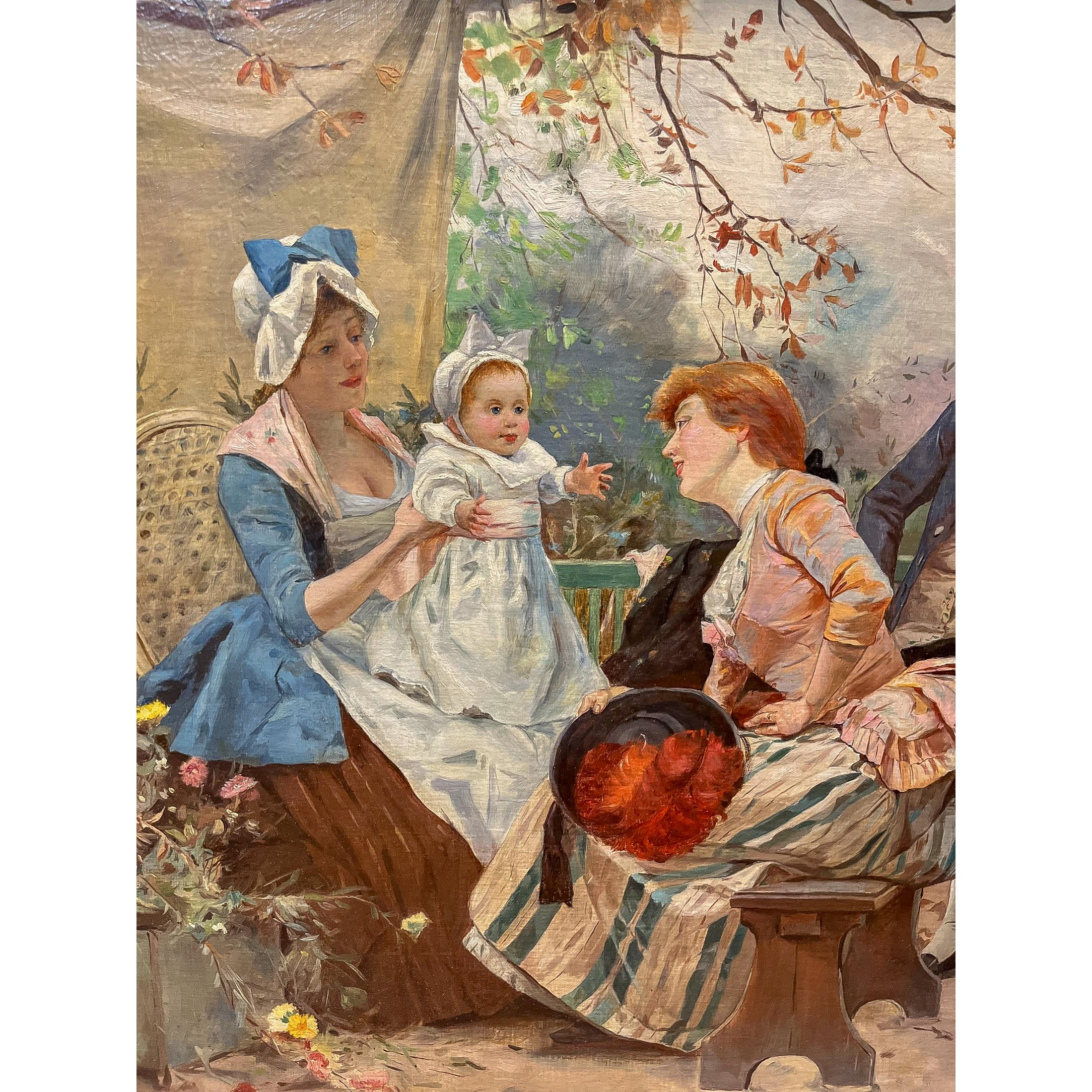 19th Century Painting Entitled Garden Party by Emile Auguste Pinchart ...