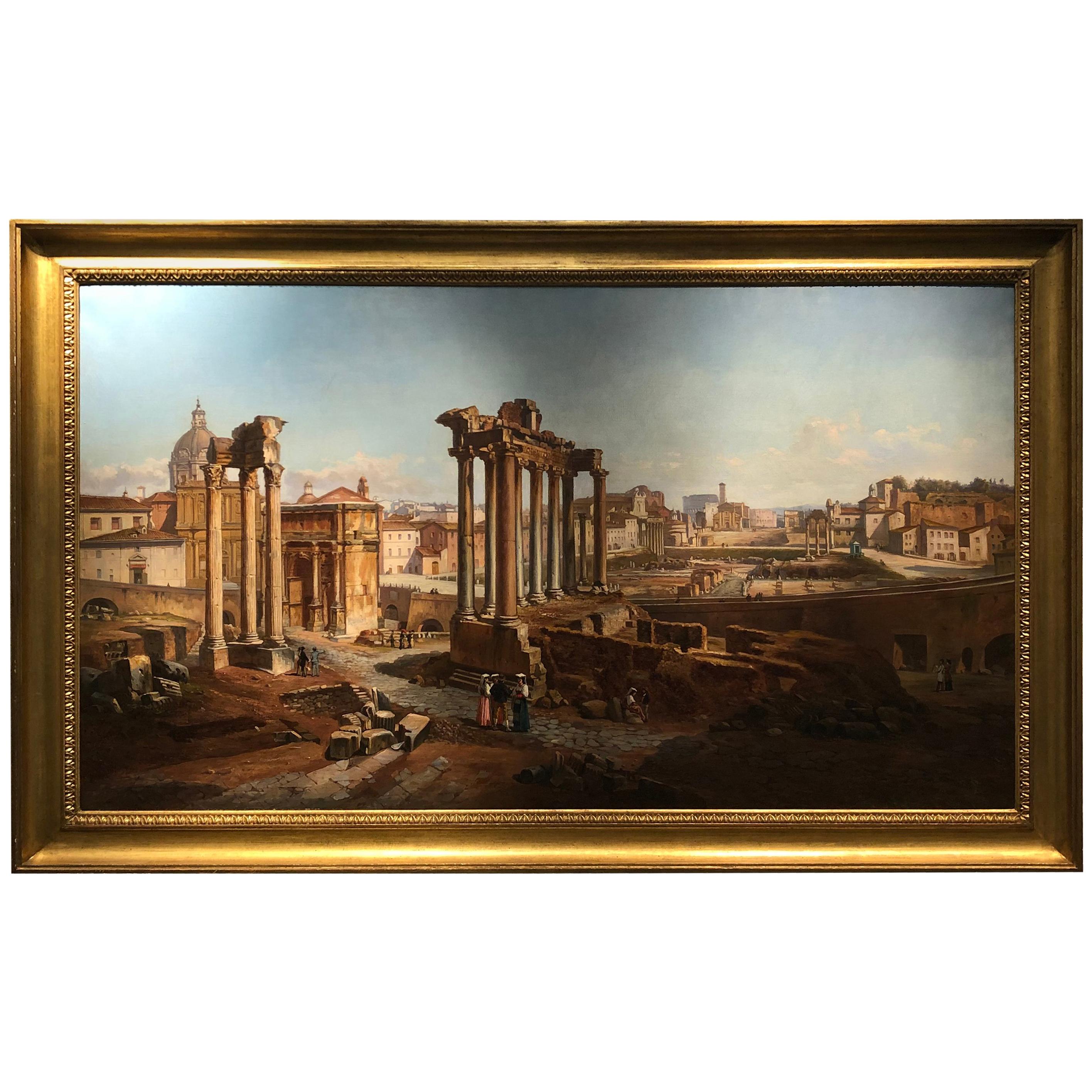 19th Century Painting Italian Vincenzo Giovannini View of the Forum ...