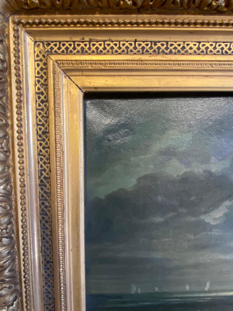 19th Century Painting "Moonlight" Oil on Canvas Signed by R. T. Stuart ...