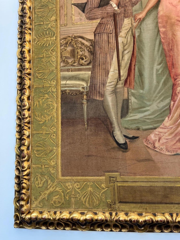 19th Century Painting on Wool " Courtly Life" For Sale at 1stDibs