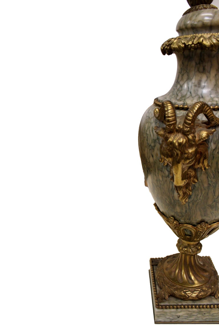 19th Century Pair French Marble Cassolettes For Sale at 1stDibs