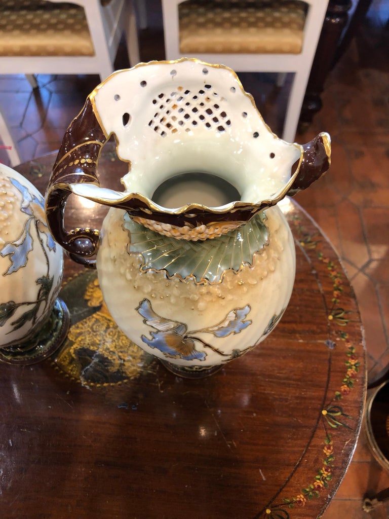 19th Century Pair of Austria Porcelain Pitchers EV Turn Marked, 1880s ...