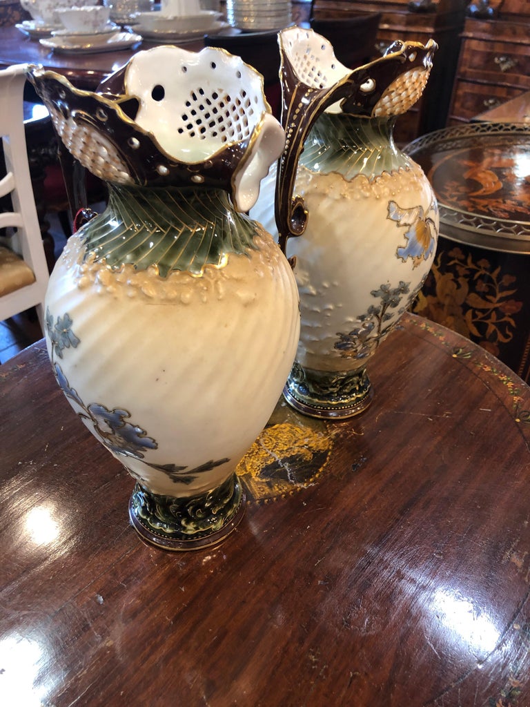 19th Century Pair of Austria Porcelain Pitchers EV Turn Marked, 1880s ...