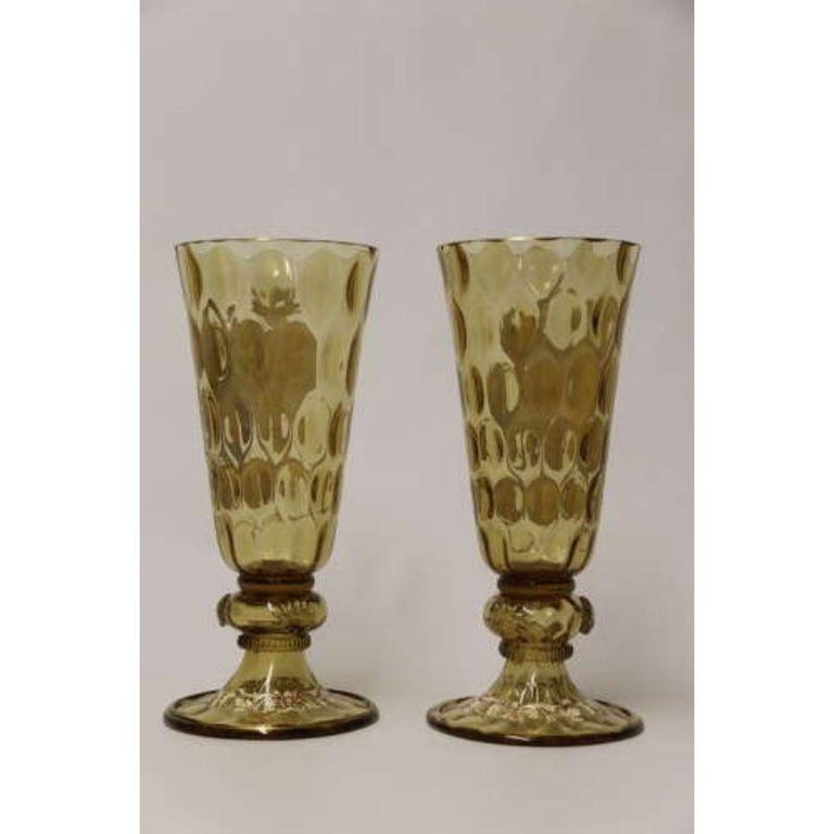 19th Century Pair of Bohemian figurative enamelled glass goblets circa ...