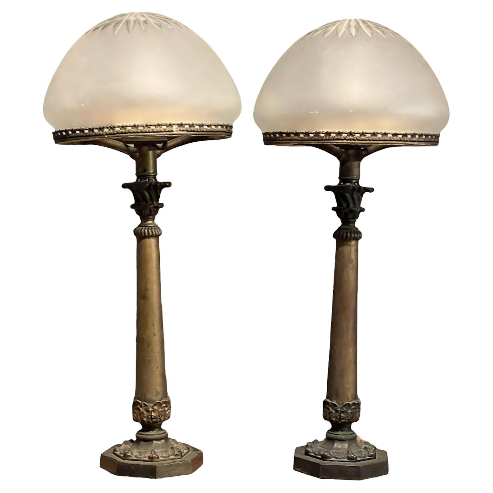 19th Century Pair of French Table Lamps Brass For Sale at 1stDibs