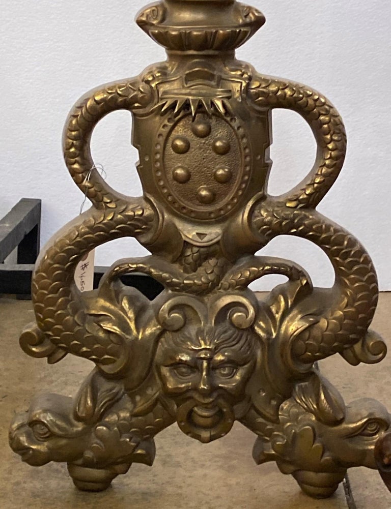 19th Century Pair of Bronze Figural Andirons in a Victorian Style For ...