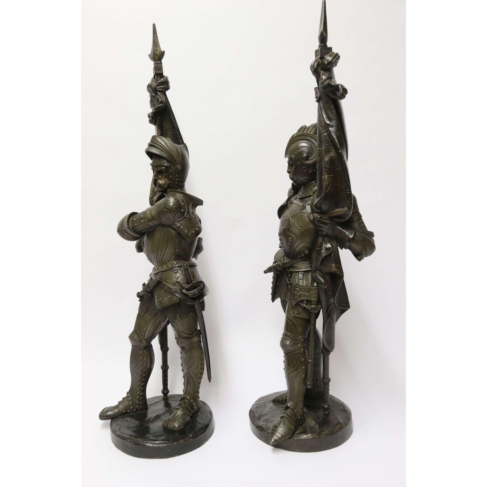 19th Century Pair of Bronze Knights, circa 1860 at 1stDibs