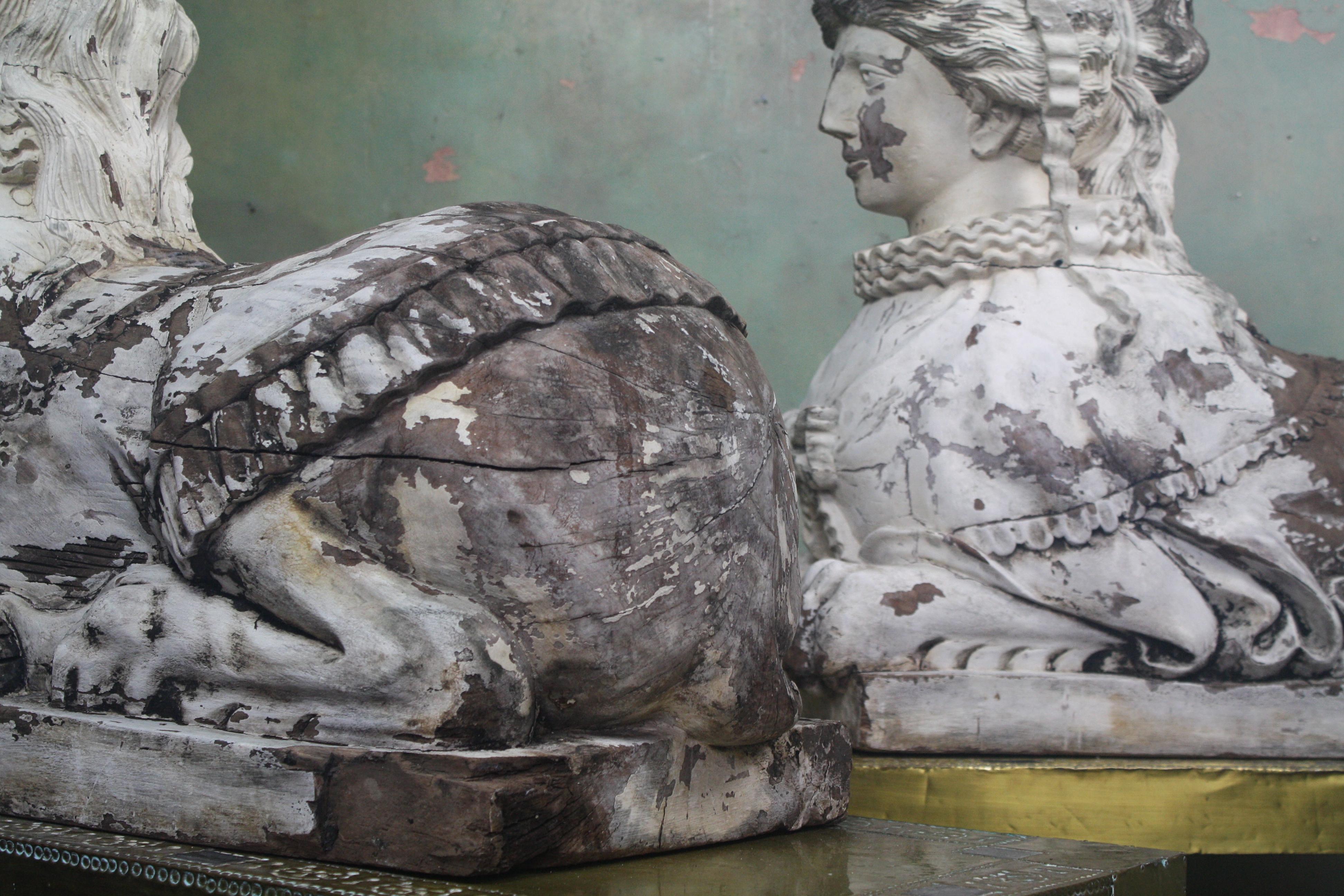 19th Century Pair of Carved Entrance Guardians, Neoclassical Carved ...