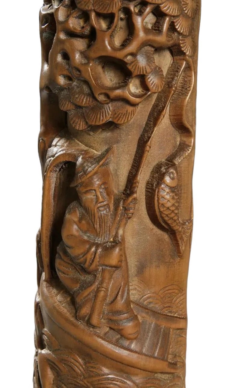 Early 20th Century Pair of Chinese Wood Carving Sculptures For Sale at ...