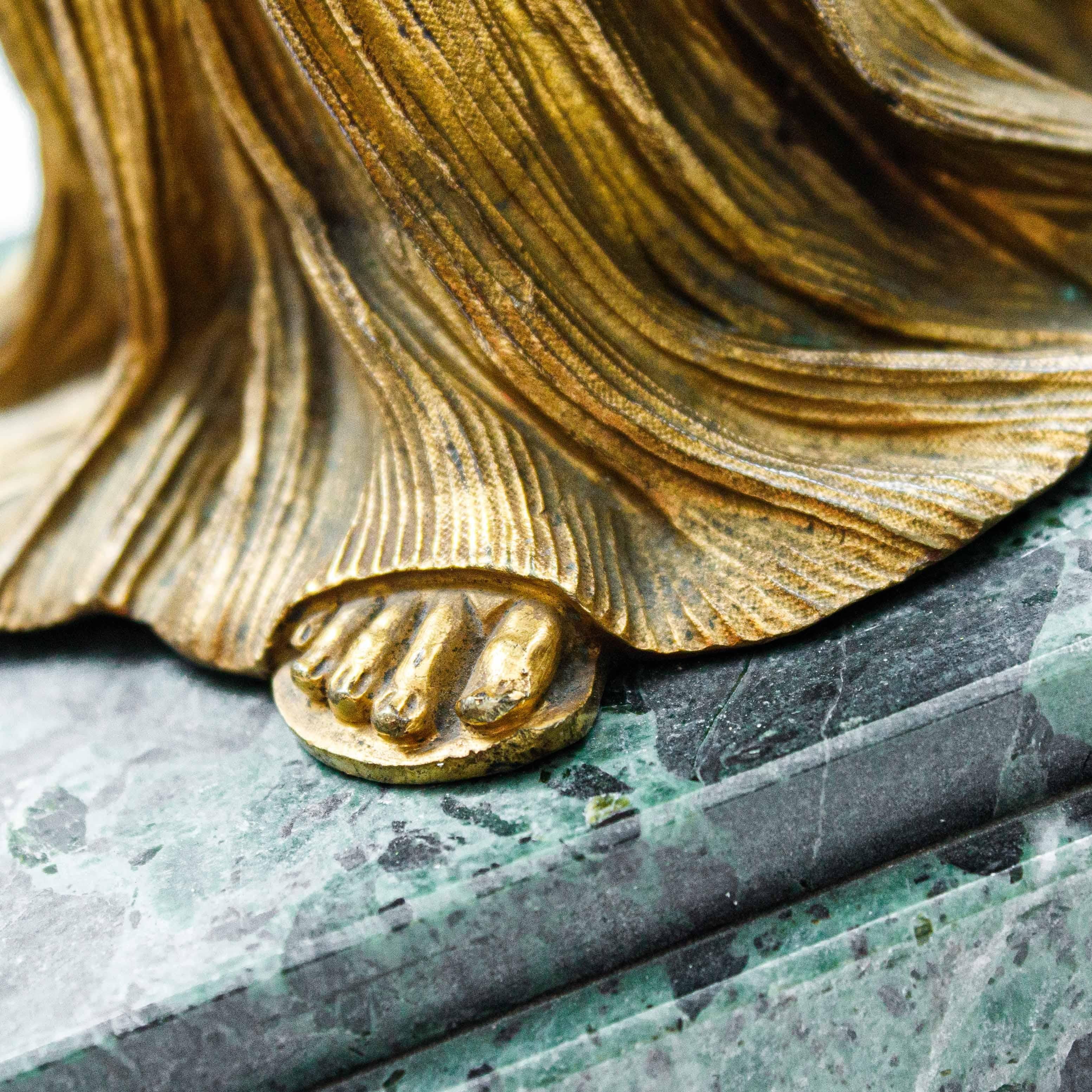 19th Century, Pair of Classic Torch-Holding Figures in Gilded Bronze ...