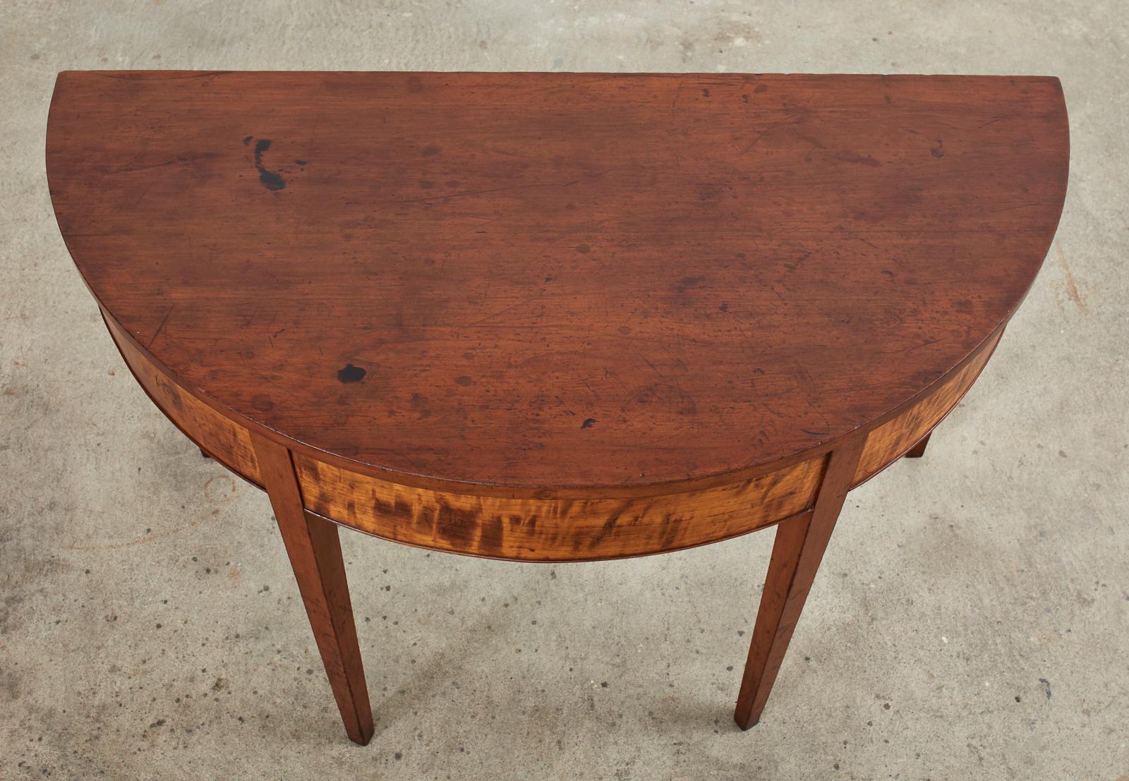 19th Century Pair of English Georgian Mahogany Demilune Console Tables ...