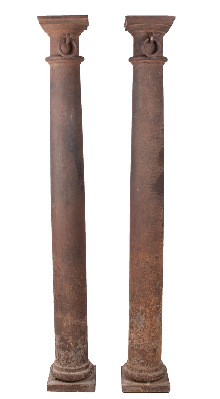 19th Century Pair of French Cast Iron Columns with Tie Rings For Sale ...