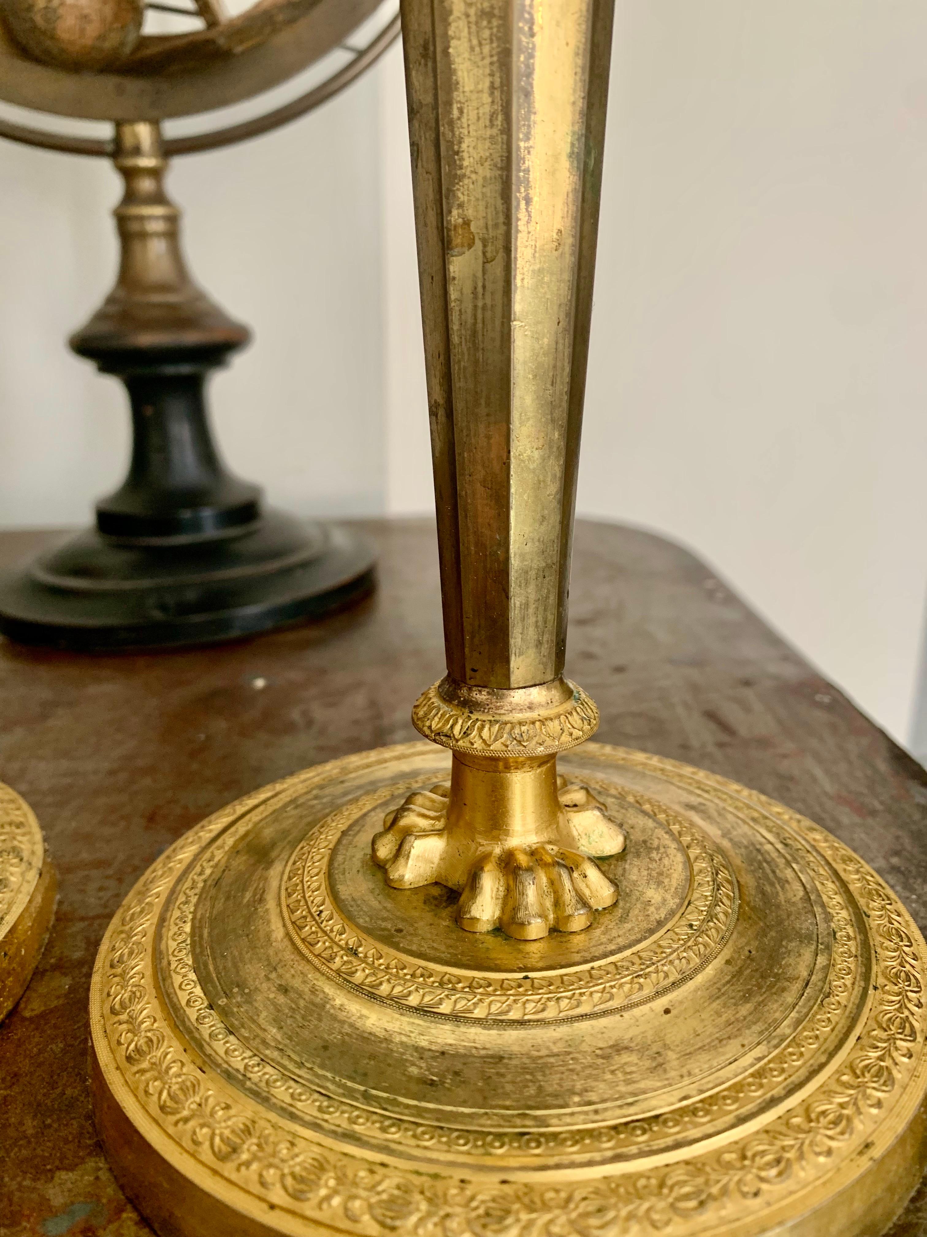 19th Century Pair of French Empire Candlesticks in Gilded Brass For ...