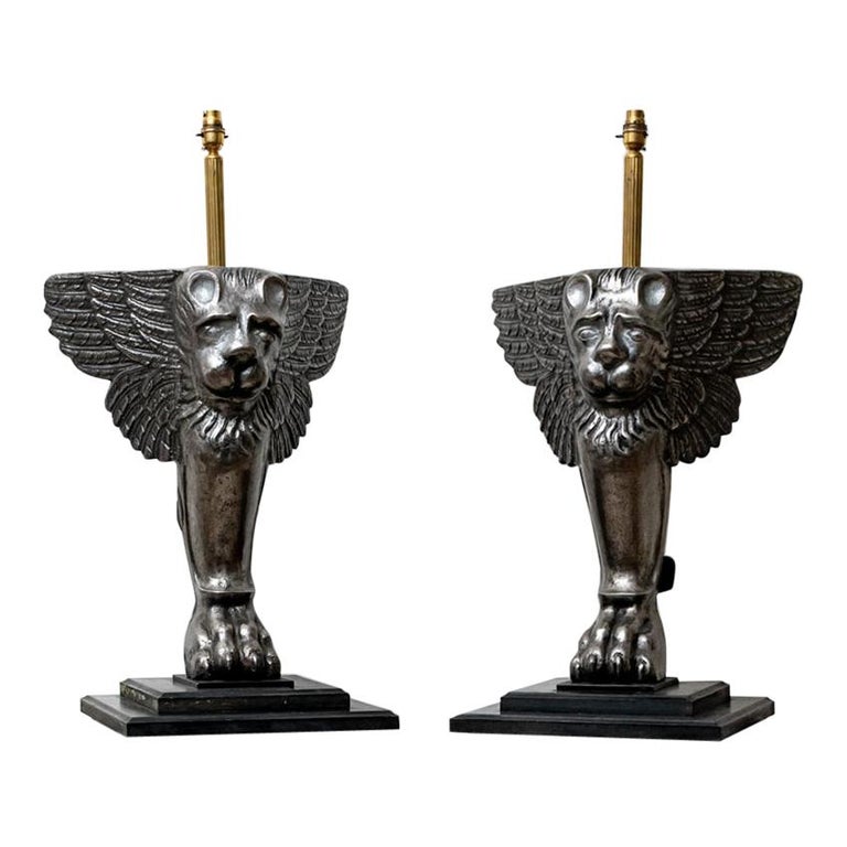 19th Century Pair of Italian Cast Iron Gryphon ''Winged Lions'' Table ...