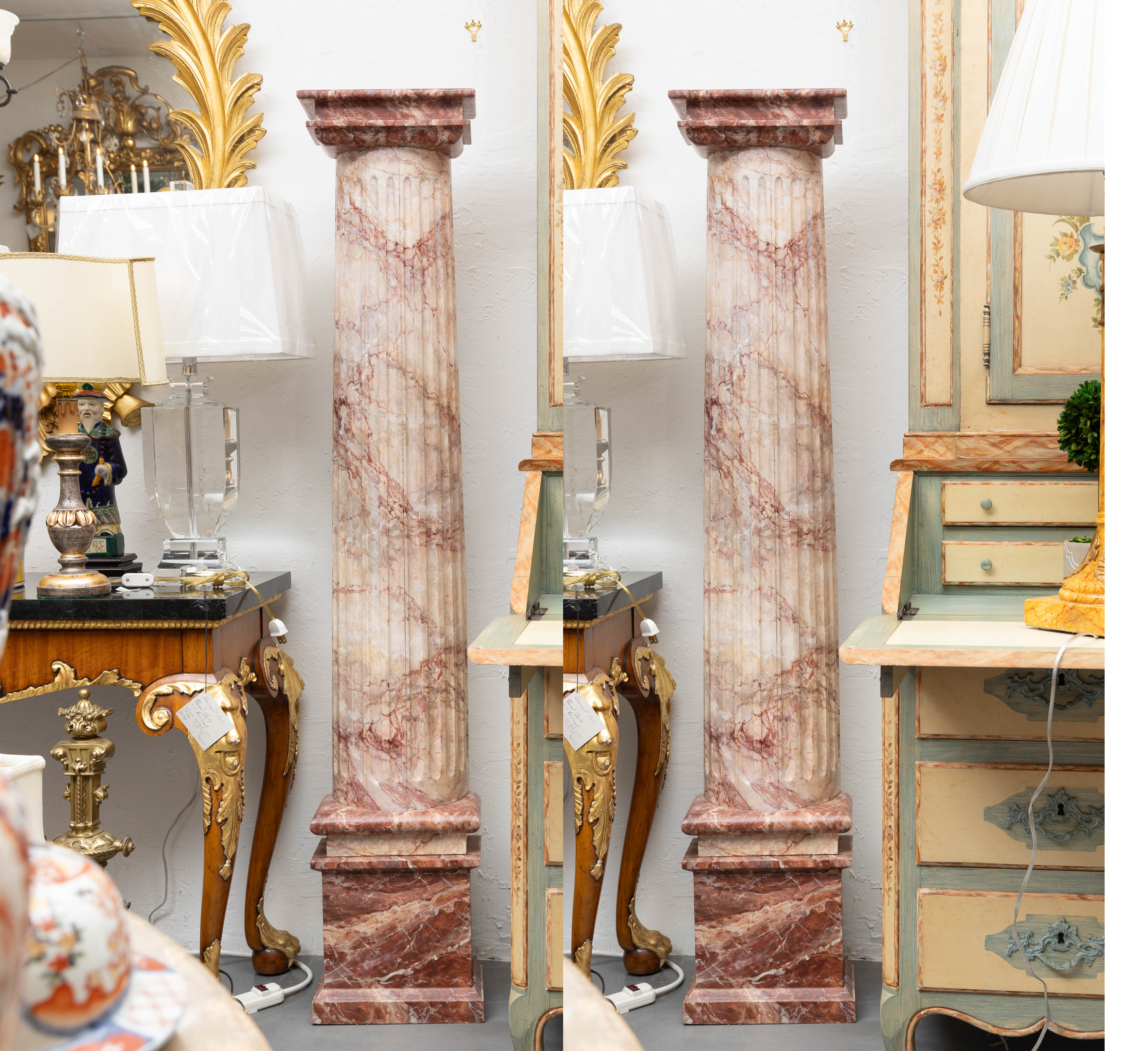 19th Century Pair of Italian Faux Marble Pilasters For Sale at 1stDibs