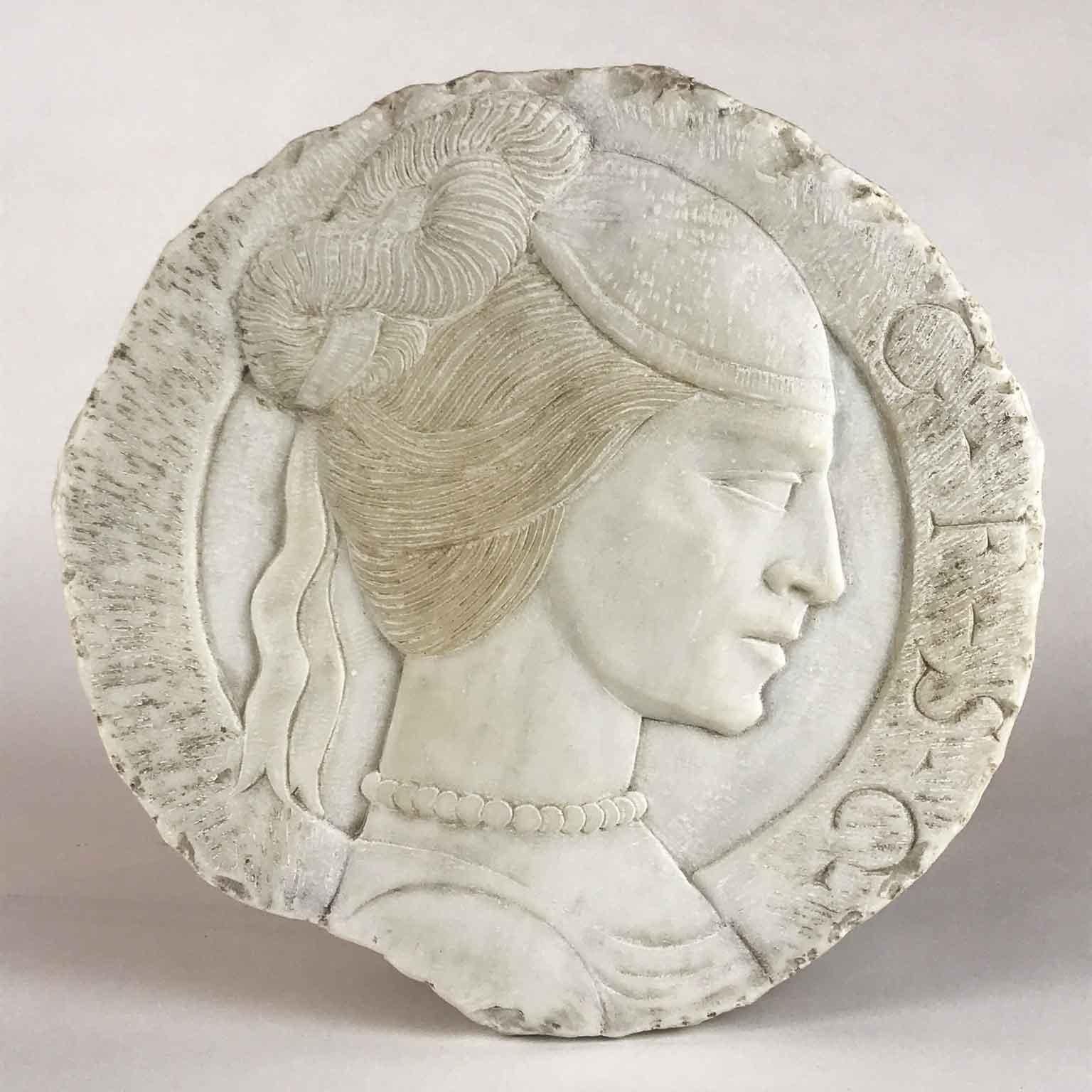 19th Century Pair of Italian White Marble Portrait Reliefs of ...