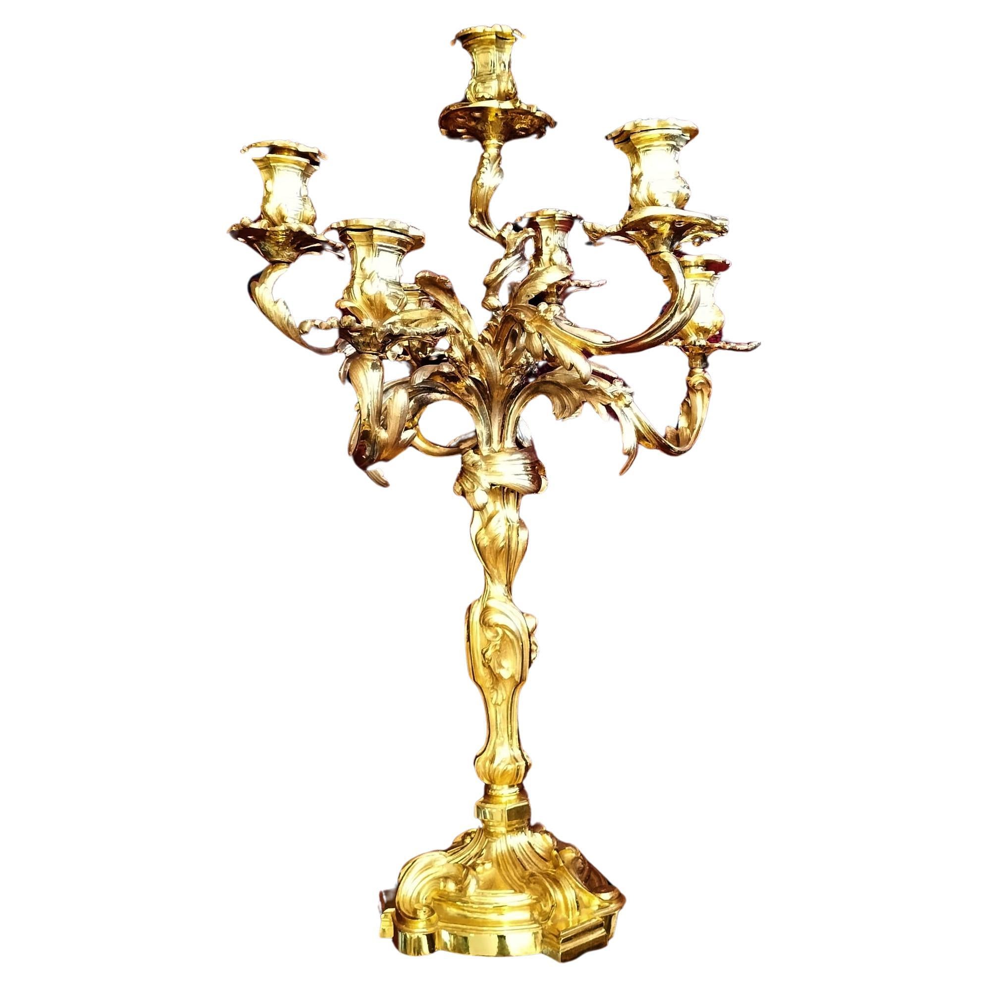 19th Century Pair of Large Candelabras in Gilt and Chiseled Bronze For ...