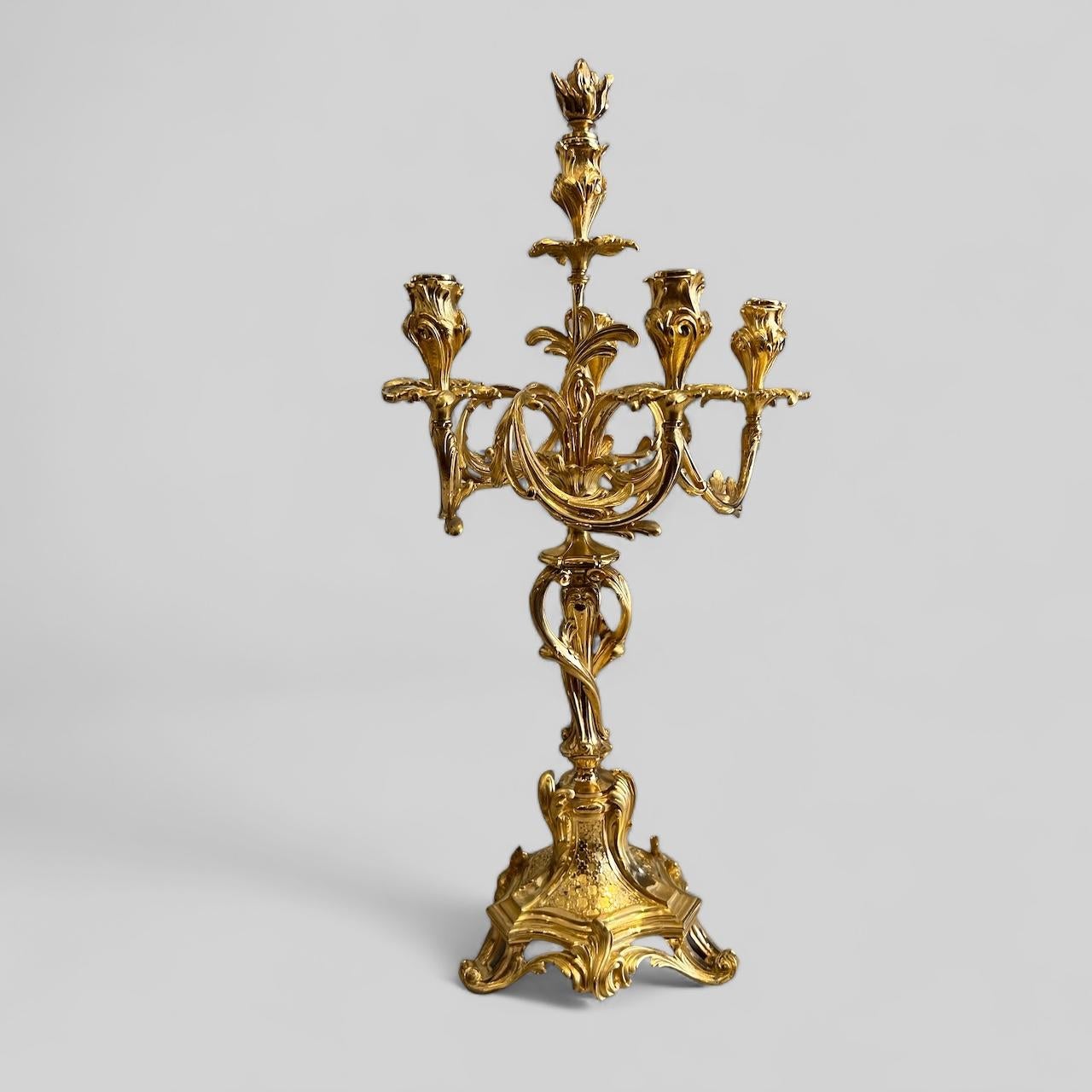 19th Century Pair of Large Candelabras in Gilt Bronze in the style of ...