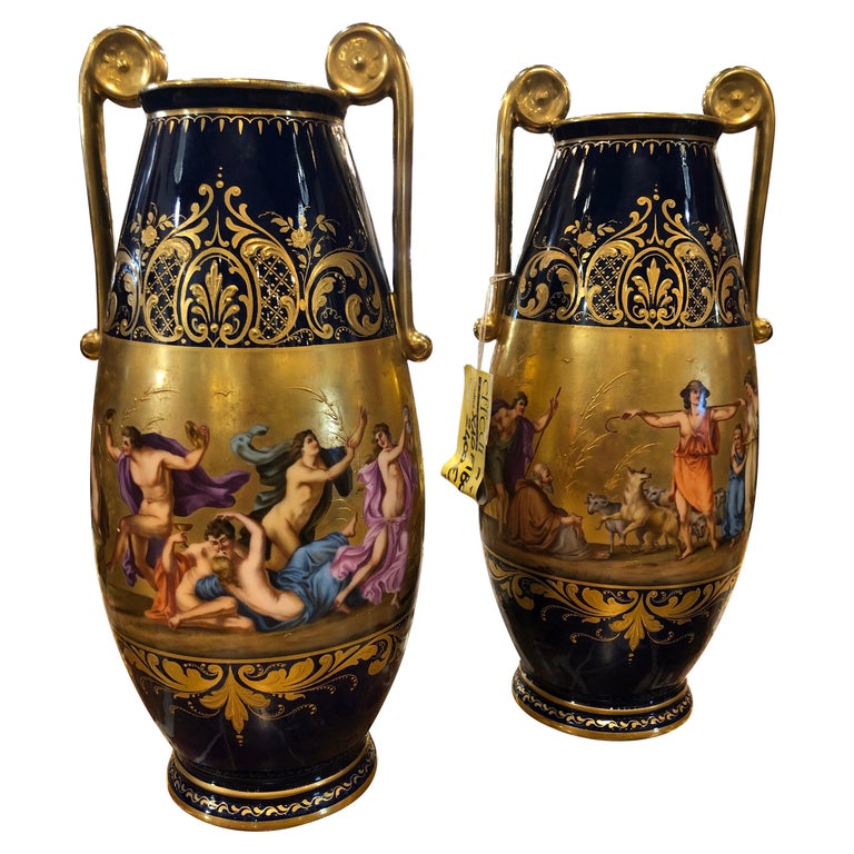 19th Century Pair of Napoleon III° Porcelain Vases Vienna, 1860s at 1stDibs