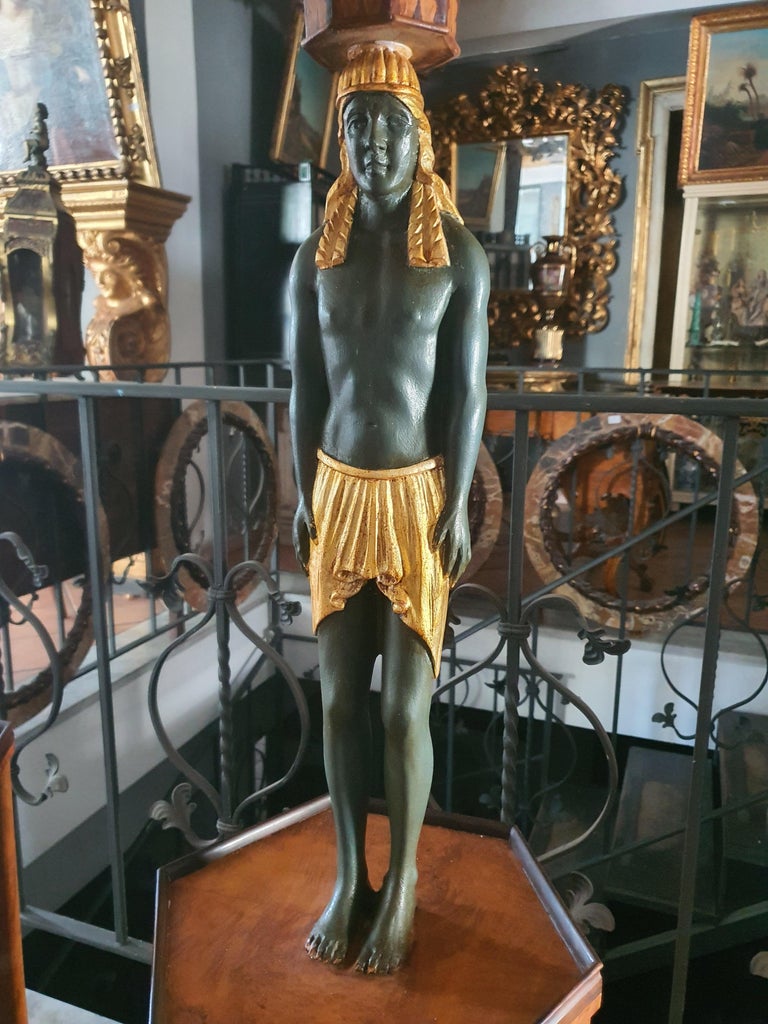 19th Century Pair of Pedestals, Coloumns Caryatids, Ebony, Maples burl ...