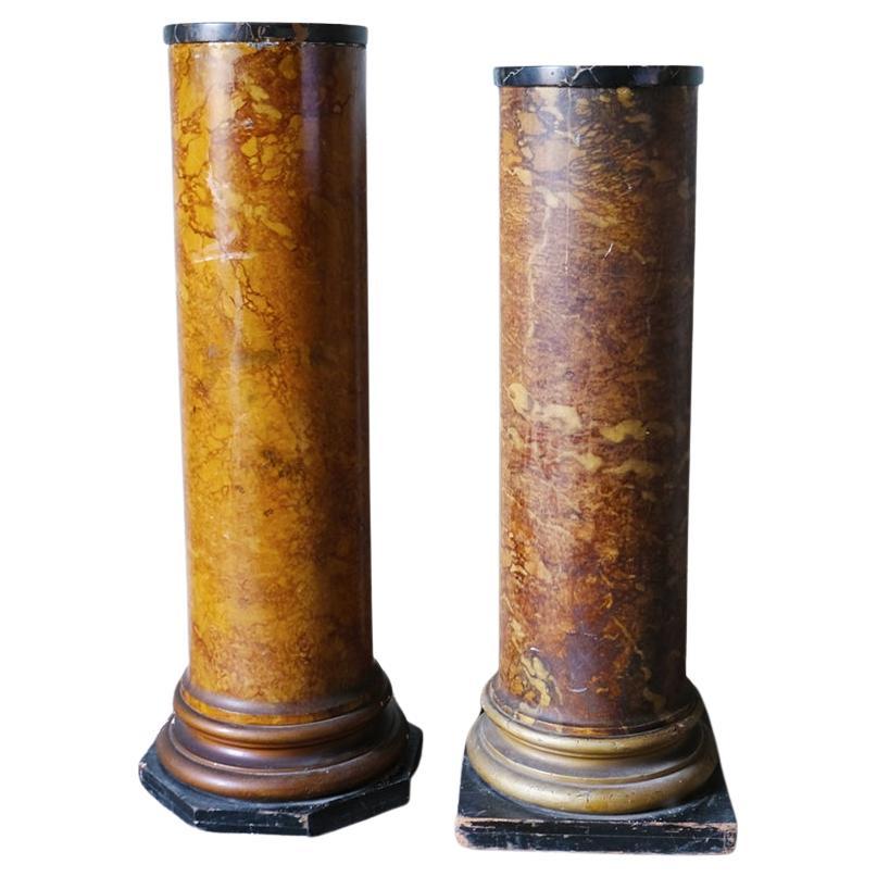 Pair of Regency Period Scagliola Marble Columns at 1stDibs