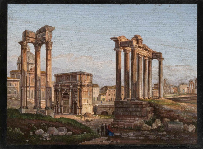 19th Century Pair of Roman Micromosaic Panels in Original Frames For ...