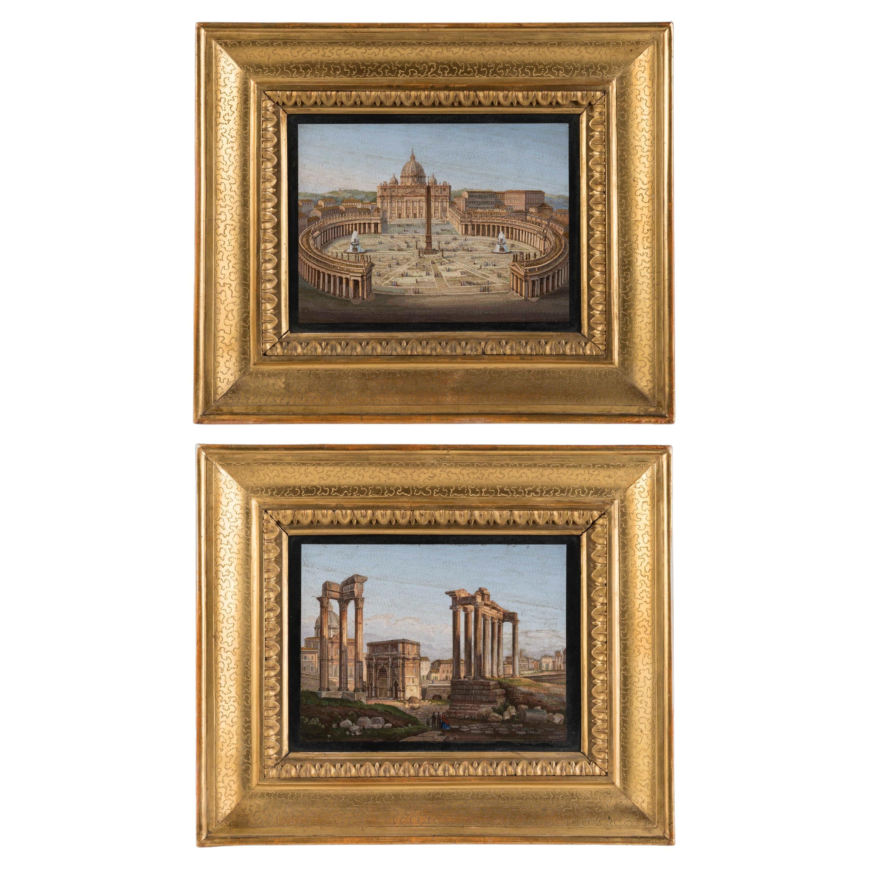 19th Century Italian (Rome) Fine micro mosaic of Castel Sant'Angelo in ...