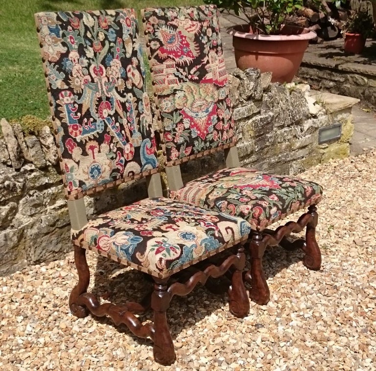 19th Century Pair of Tapestry Chairs in the Jacobean Manner For Sale at ...