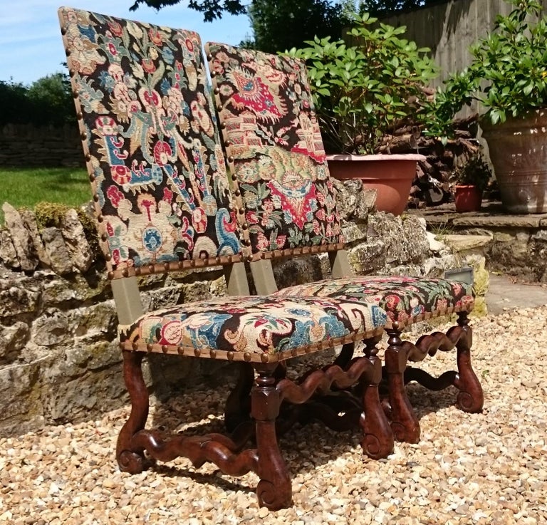 19th Century Pair of Tapestry Chairs in the Jacobean Manner For Sale at ...
