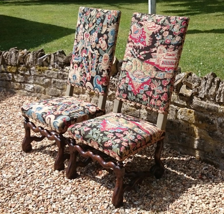 19th Century Pair of Tapestry Chairs in the Jacobean Manner For Sale at ...