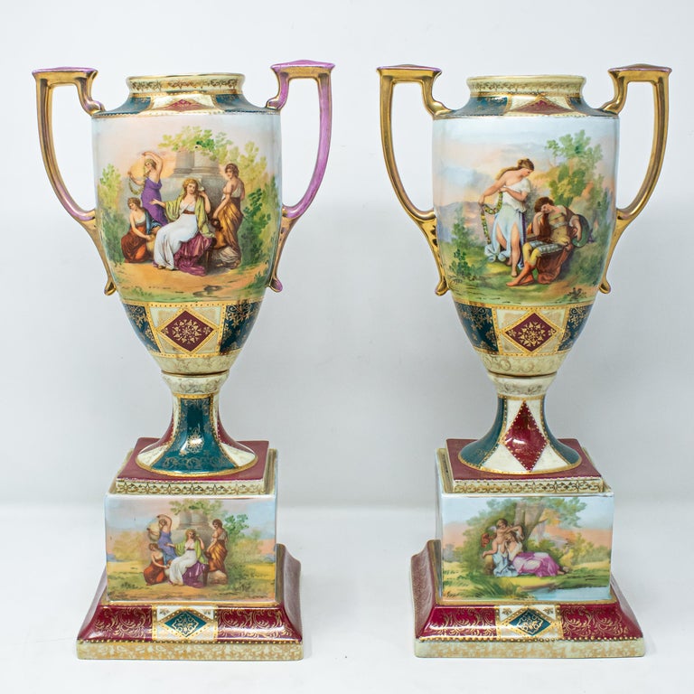 19th Century Pair of Vases Porcelain Austrian Workshop For Sale at 1stDibs
