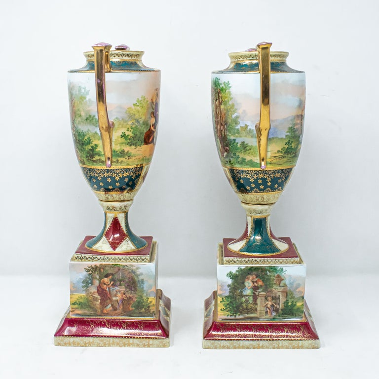 19th Century Pair of Vases Porcelain Austrian Workshop For Sale at 1stDibs