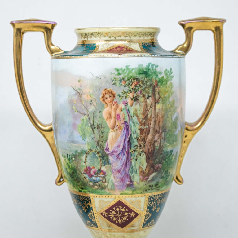 19th Century Pair of Vases Porcelain Austrian Workshop For Sale at 1stDibs