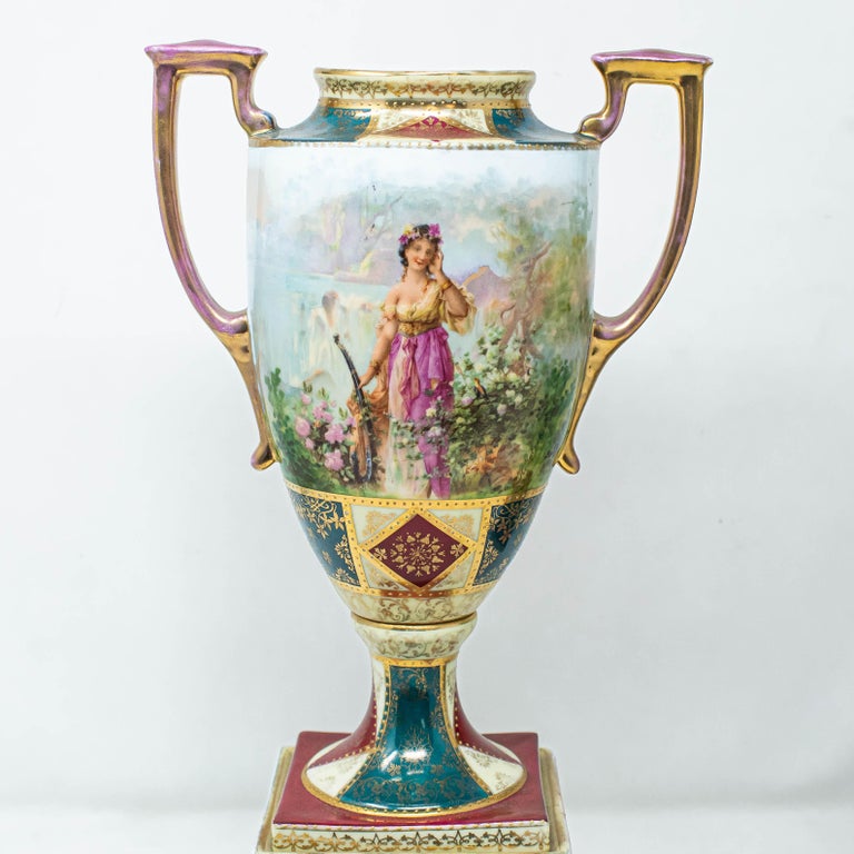 19th Century Pair of Vases Porcelain Austrian Workshop For Sale at 1stDibs