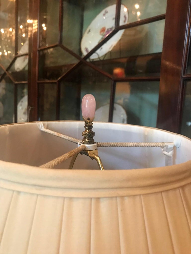 19th C. Pair Pink side Table Lamps Opaline Glass Vase Nightstand Lights ...