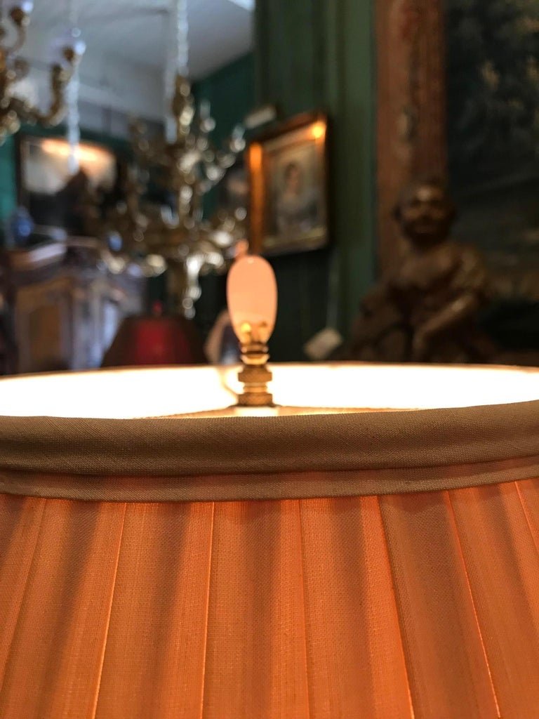 19th C. Pair Pink side Table Lamps Opaline Glass Vase Nightstand Lights ...