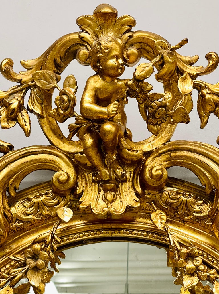 19th Century Palatial Giltwood Wall or Console Mirror Adorning Three ...