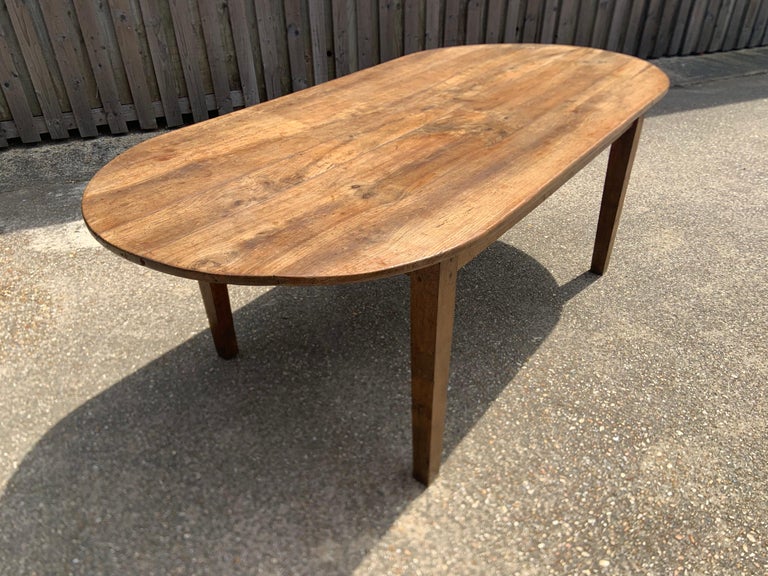 19th Century Pale Ash Oval Farmhouse Table at 1stDibs
