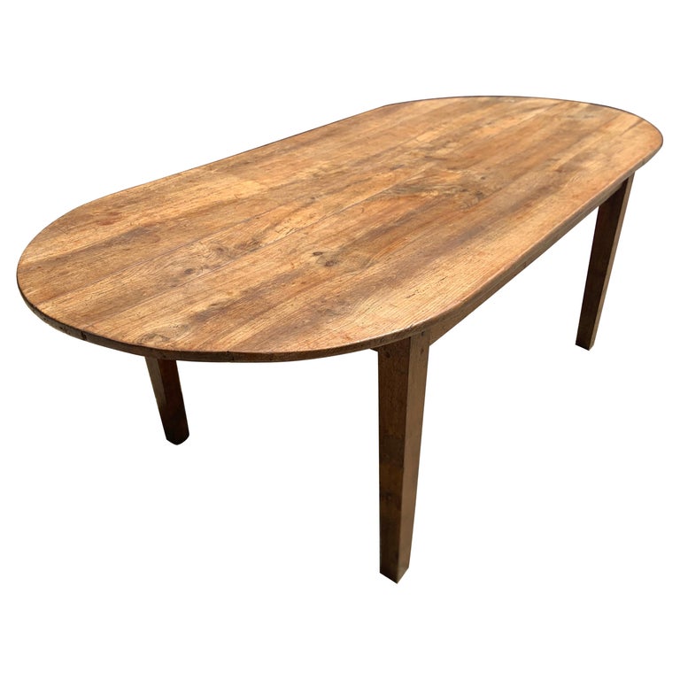 19th Century Pale Ash Oval Farmhouse Table at 1stDibs