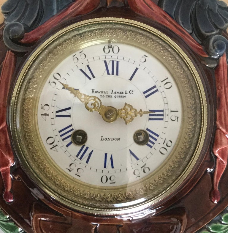 Thomas Sargent Palissy Ware Majolica Wall Clock circa 1870 Japy Freres ...