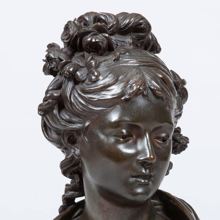 19th Century Patinated Bronze Bust of a Maiden by Jean-Louis Grégoire ...
