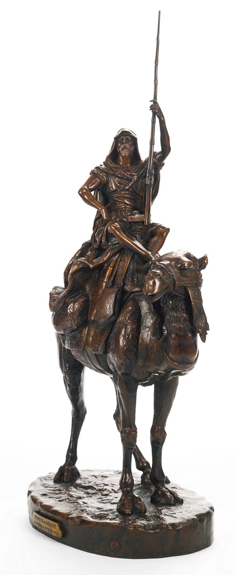 19th Century Patinated Bronze Orientalist Sculpture Arab Warrior on a ...