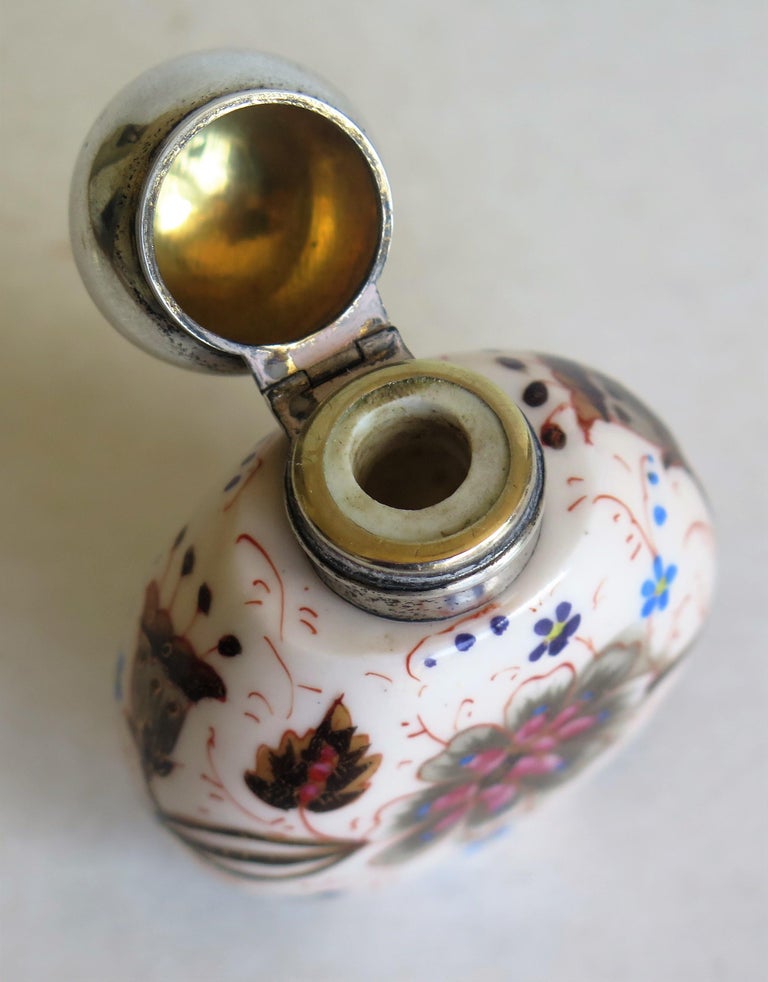 19th Century Perfume or Scent Bottle Porcelain Hand-Painted Floral ...