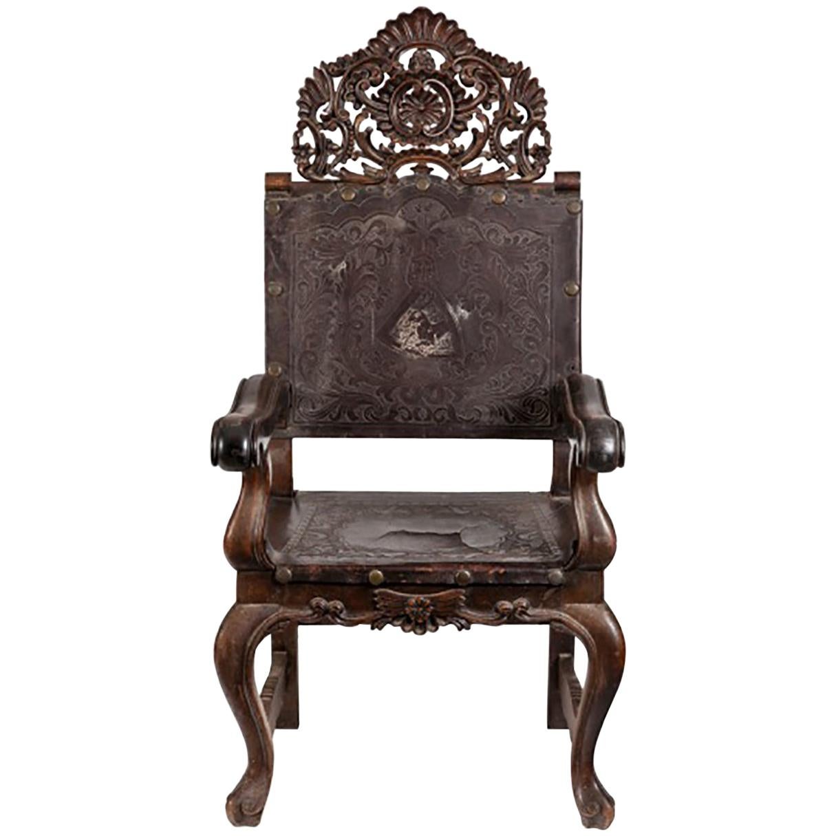 Antique Peruvian Sanctuary Chair For Sale at 1stDibs