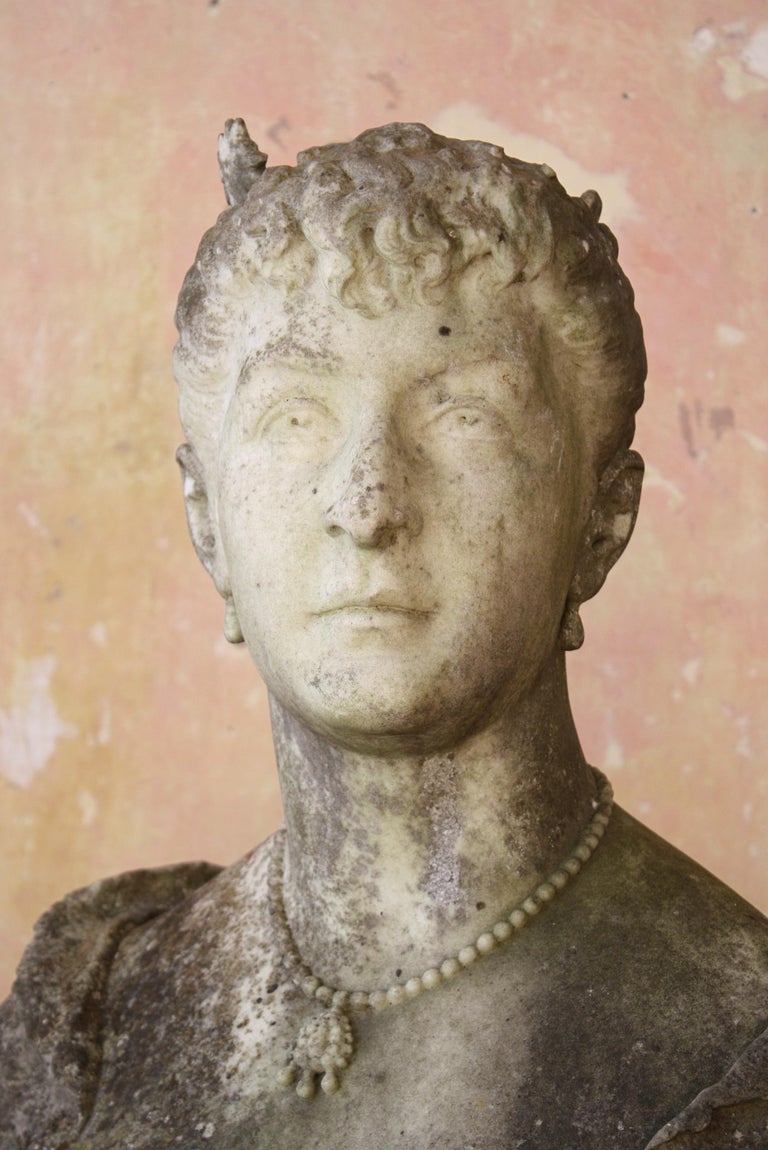19th Century Philanthropist Annie, Lady Jerningham Large Marble Bust W ...